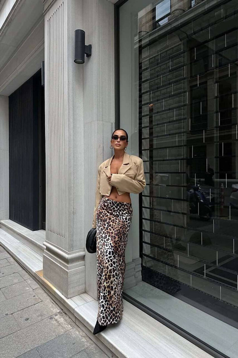 LEO DESIGN SATEN WOMEN SKIRT LEO/LEOPARD SKIRTS KLAUDIO FASHION SO-4044
