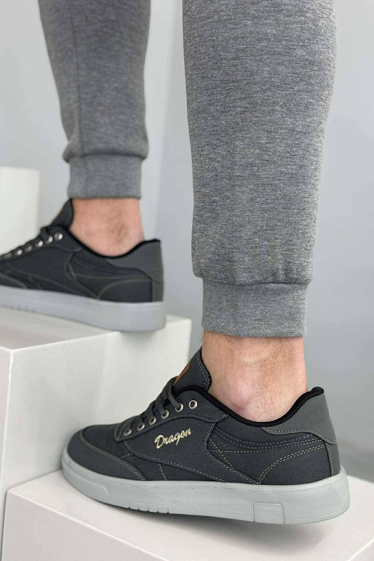 LACING SIMPLE ONE COLOR MEN SNEAKERS GREY/GRI SNEAKERS KLAUDIO FASHION ...