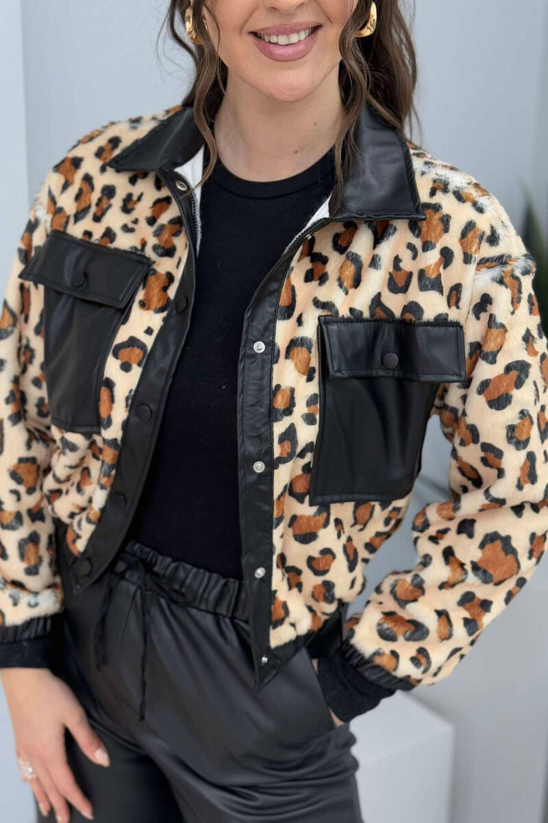 LEO AND LEATHER DETAILS WOMEN JACKET LEO/LEOPARD JACKETS KLAUDIO ...