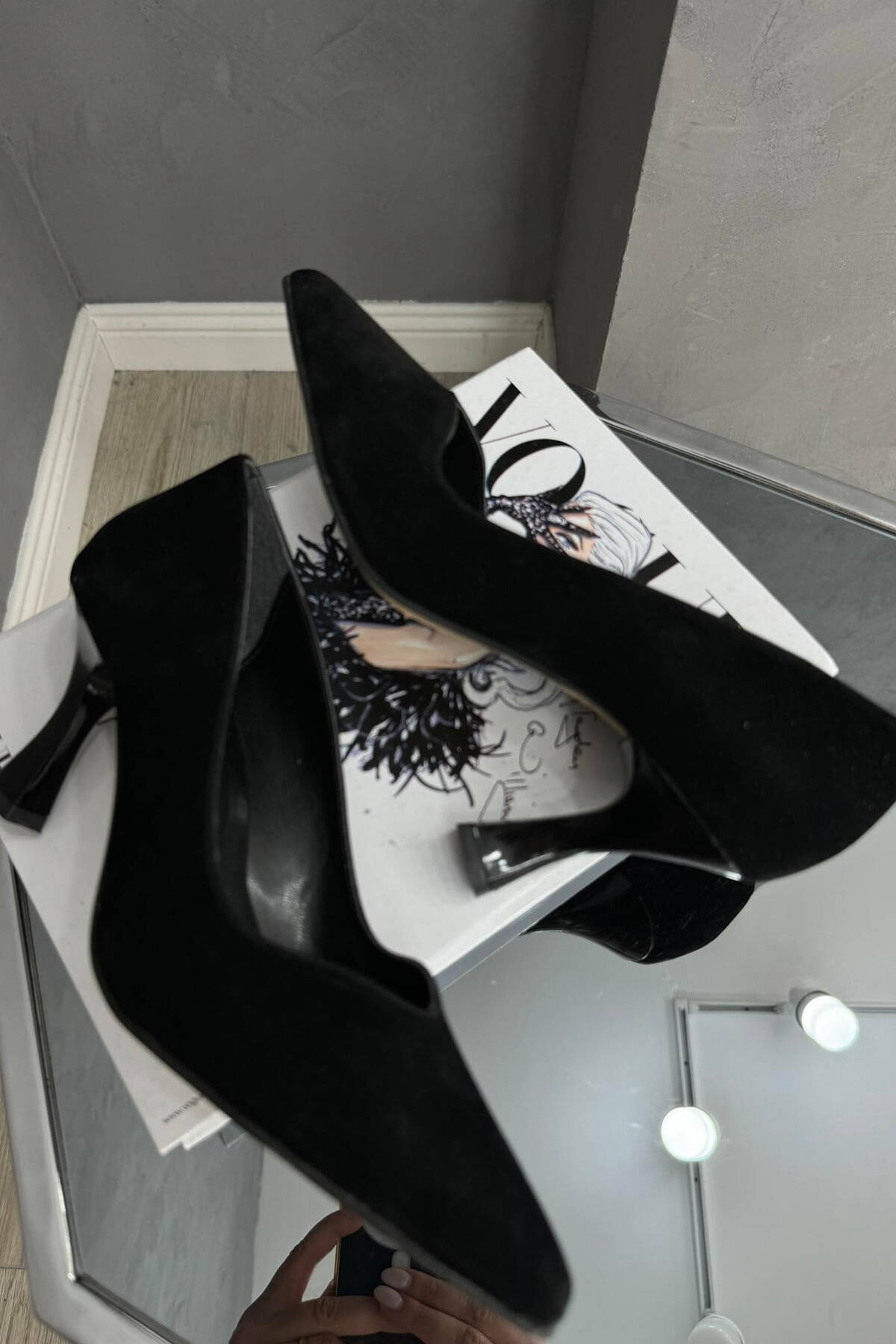 SEMI HEELS WOOD DETAILS KAMOSH ZEZE / BLAck HEELED SHOES KLAUDIO ...