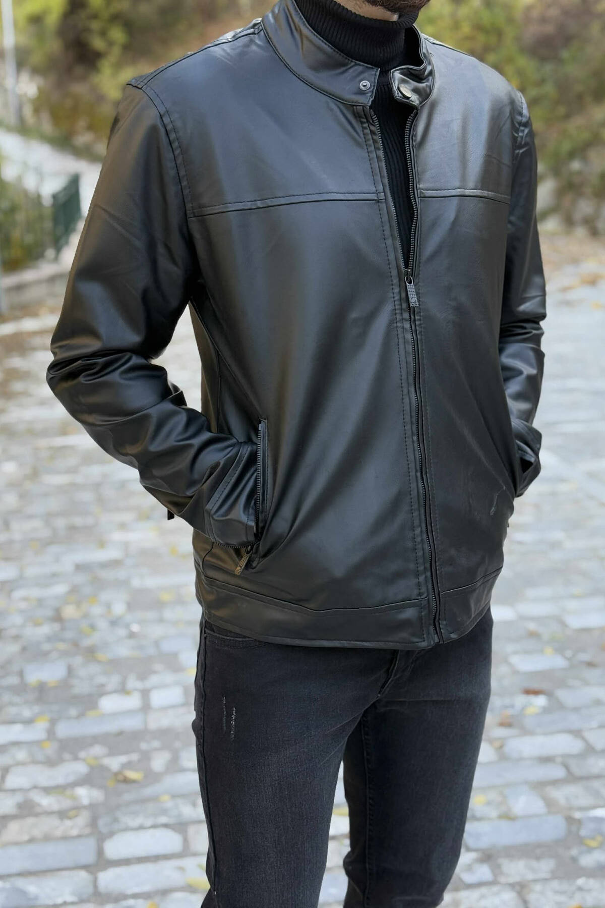 SIMPLE BIKER MEN JACKET BLACK/ E ZEZE JACKETS KLAUDIO FASHION GA-763