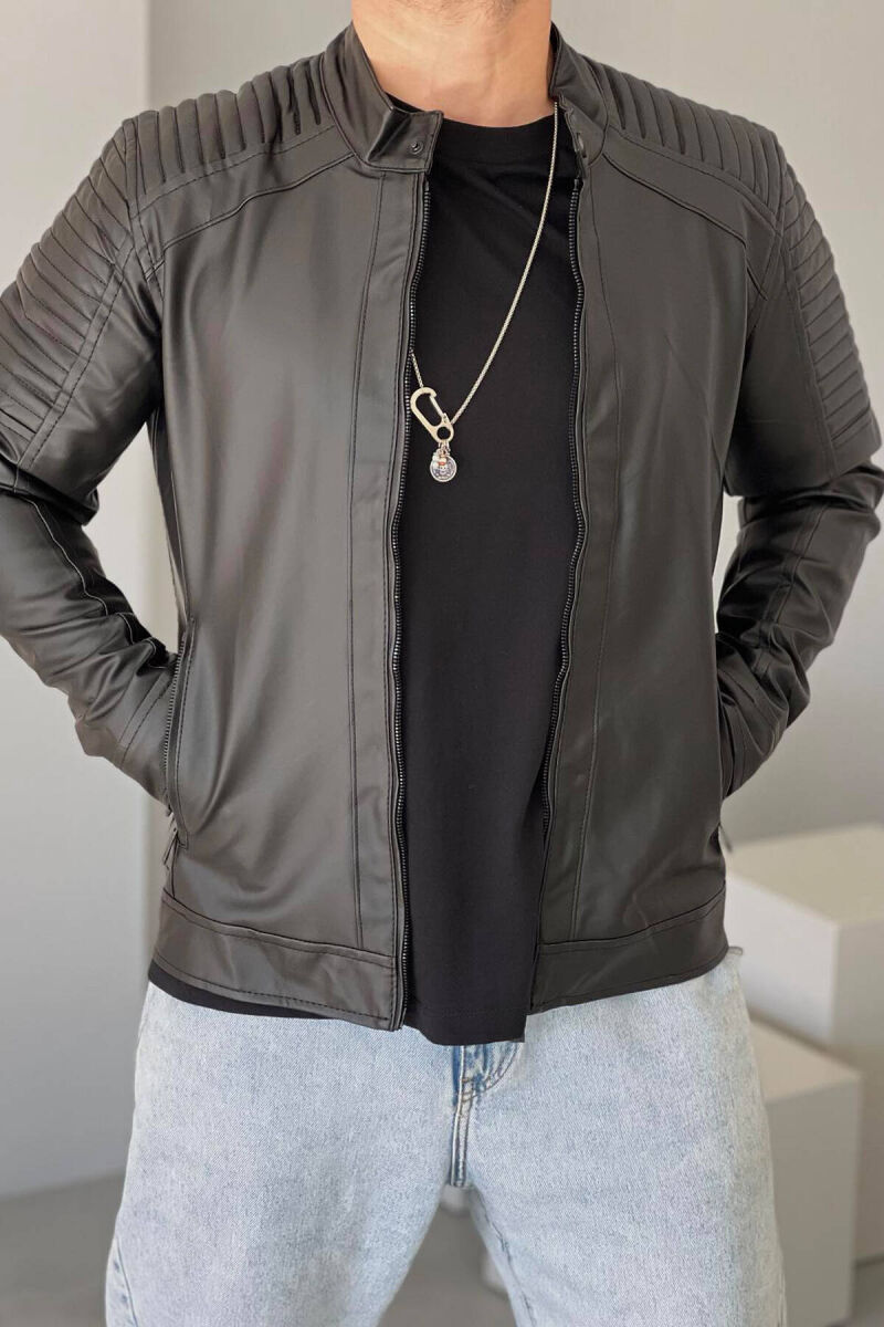 SIMPLE BIKER MEN JACKET BLACK/ E ZEZE JACKETS KLAUDIO FASHION GA-581-1
